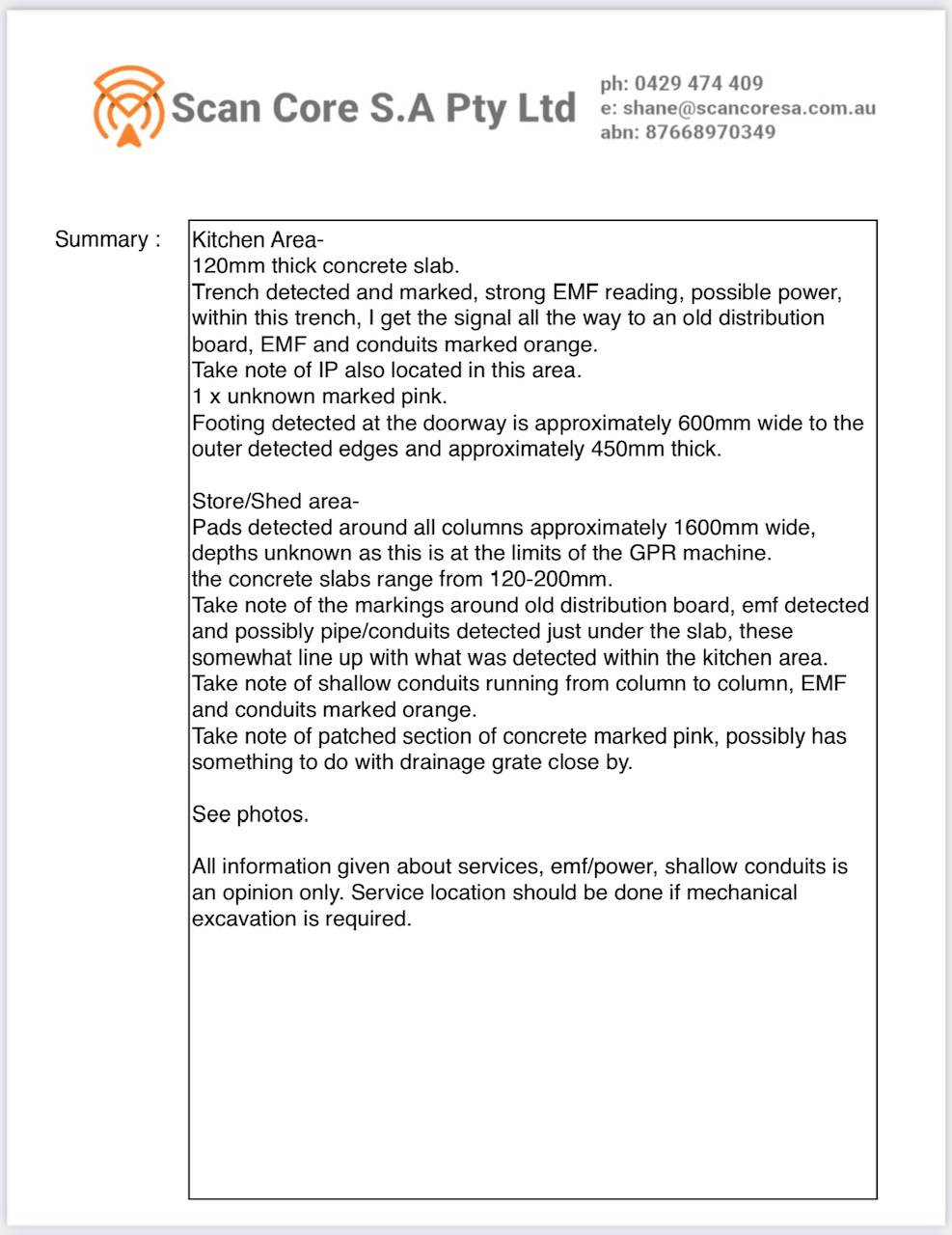 Report Examples – Scan Core S.A Pty Ltd